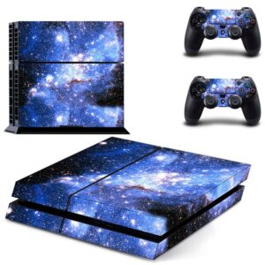 uushop galaxy blue galactic game vinyl decal protective cover sticker for sony playstation 4 ps4 console and 2 dualshock controllers skin