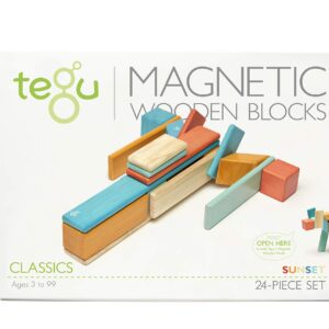 24 Piece Tegu Magnetic Wooden Block Set, Sunset, 1-99 years old