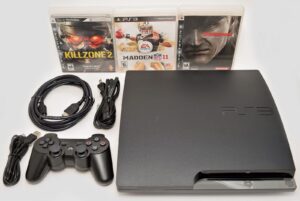 sony playstation 3 slim 320gb game console system ps3 bundle with 3 games madden killzone 2 metal gear solid 4