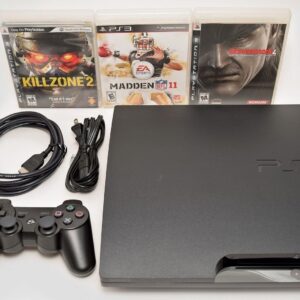 Sony Playstation 3 Slim 320gb Game Console System PS3 Bundle with 3 Games Madden Killzone 2 Metal Gear Solid 4