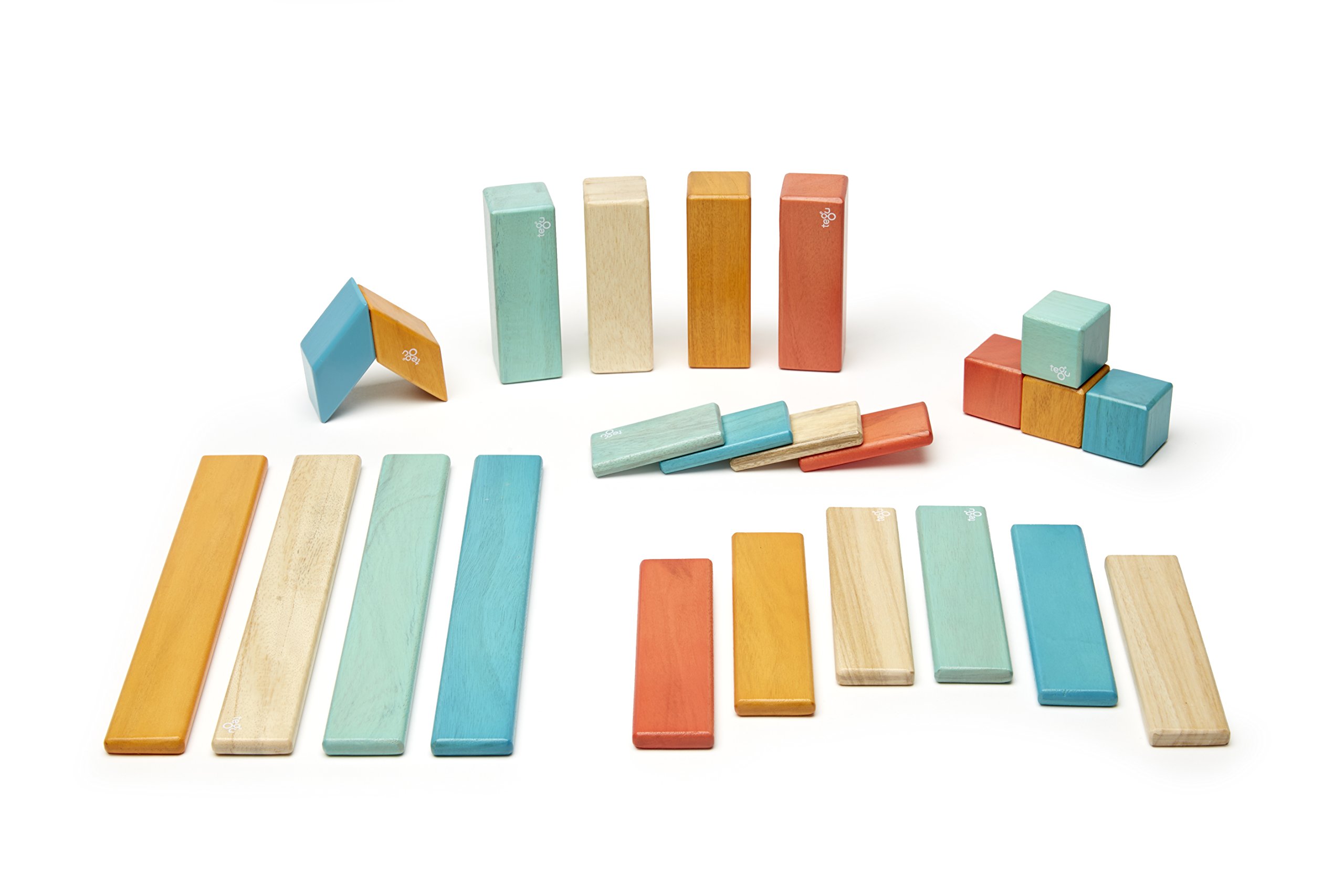 24 Piece Tegu Magnetic Wooden Block Set, Sunset, 1-99 years old