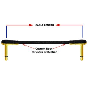 WORLDS BEST CABLES 4 Units - 15 Inch - Gotham GAC-1 Ultra Pro - Low-Cap (21pF/ft) Guitar Bass Effects Instrument, Patch Cable & Gold (6.35mm) Low-Profile R/A Pancake Type Connectors - Custom Made