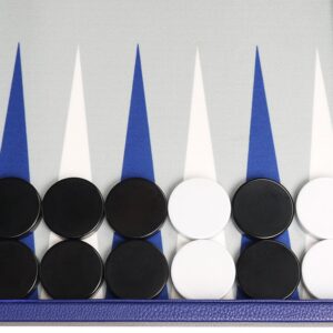 19-inch Premium Backgammon Set - Large Size - Indigo Blue Board, White and Navy Blue Points