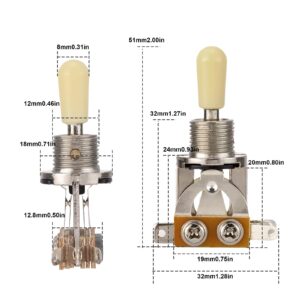 Chrome 3 Way Electric Guitar Pickup Toggle Switch with Cream Tip Knob Cap