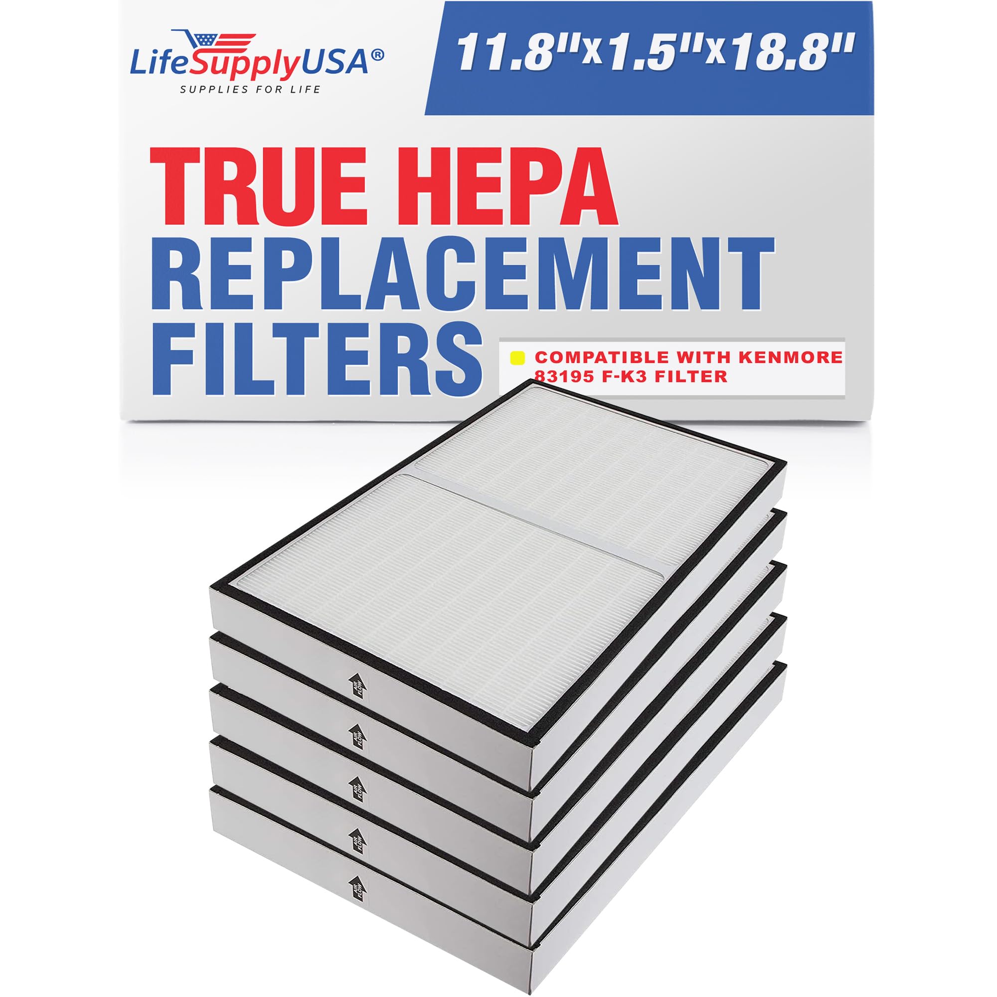 LifeSupplyUSA 2 Pack True HEPA Replacement Filter Compatible with 83195 Kenmore for 83254 and 85254, by LifeSupplyUSA