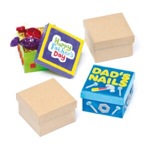 Baker Ross Box, for Kids to Paint, Decorate and Personalise for Arts and Crafts Activities (Pack of 6), 75mm x 75mm, Brown