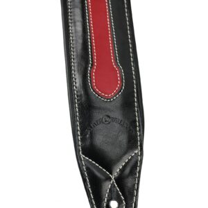 Walker & Williams C-34 Handmade Red and Black Premium Signature Grain Leather Padded Strap 3 1/4" Wide For Acoustic, Electric, And Bass Guitars