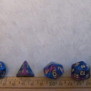 Cosmic (Purple / Blue) RPG D&D Dice Set: 7 + 3d6 = 10 polyhedral die plus bag!