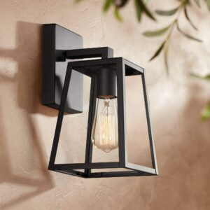 john timberland arrington modern industrial outdoor wall light fixture mystic black steel 10 3/4" clear glass panel for exterior house porch patio outside deck garage front door garden home