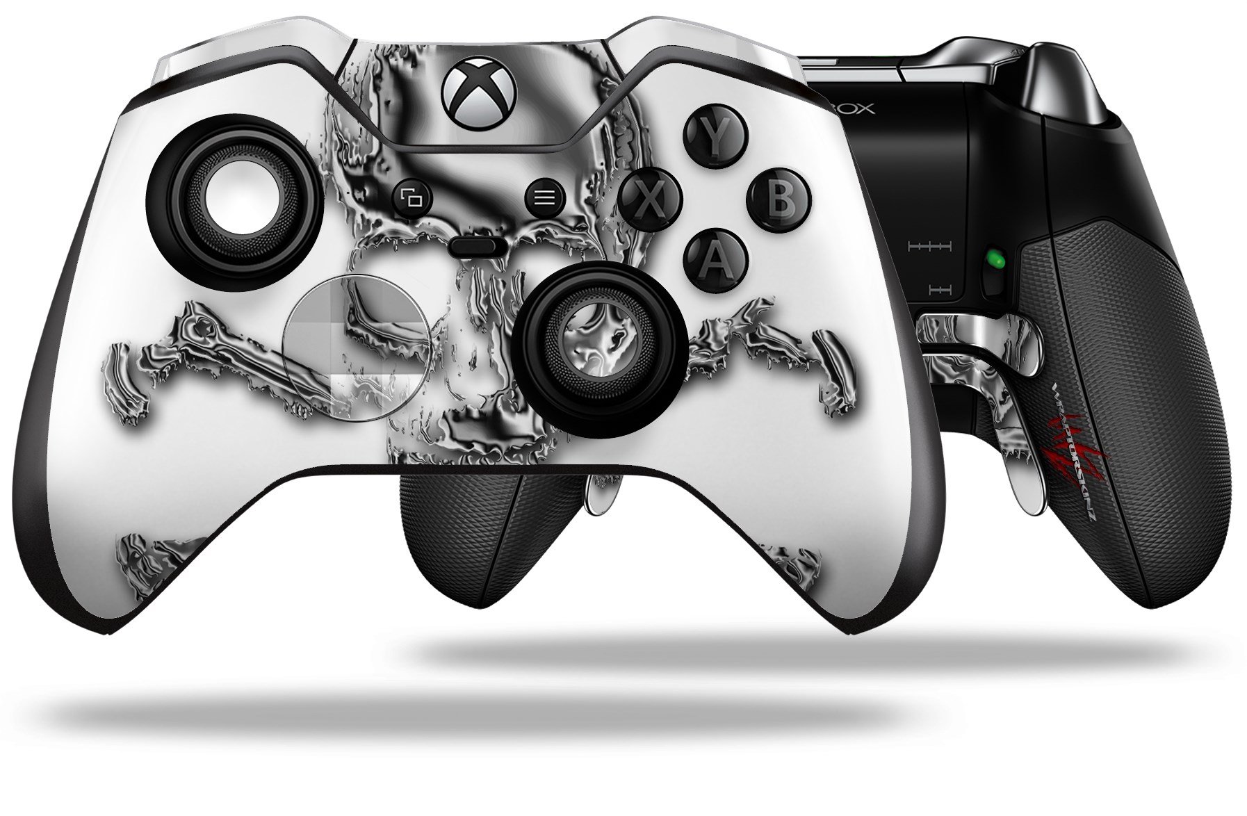 Chrome Skull on White - WraptorSkinz Decal Style Vinyl Skin Wrap compatible with XBOX One ELITE Wireless Controller (CONTROLLER NOT INCLUDED)