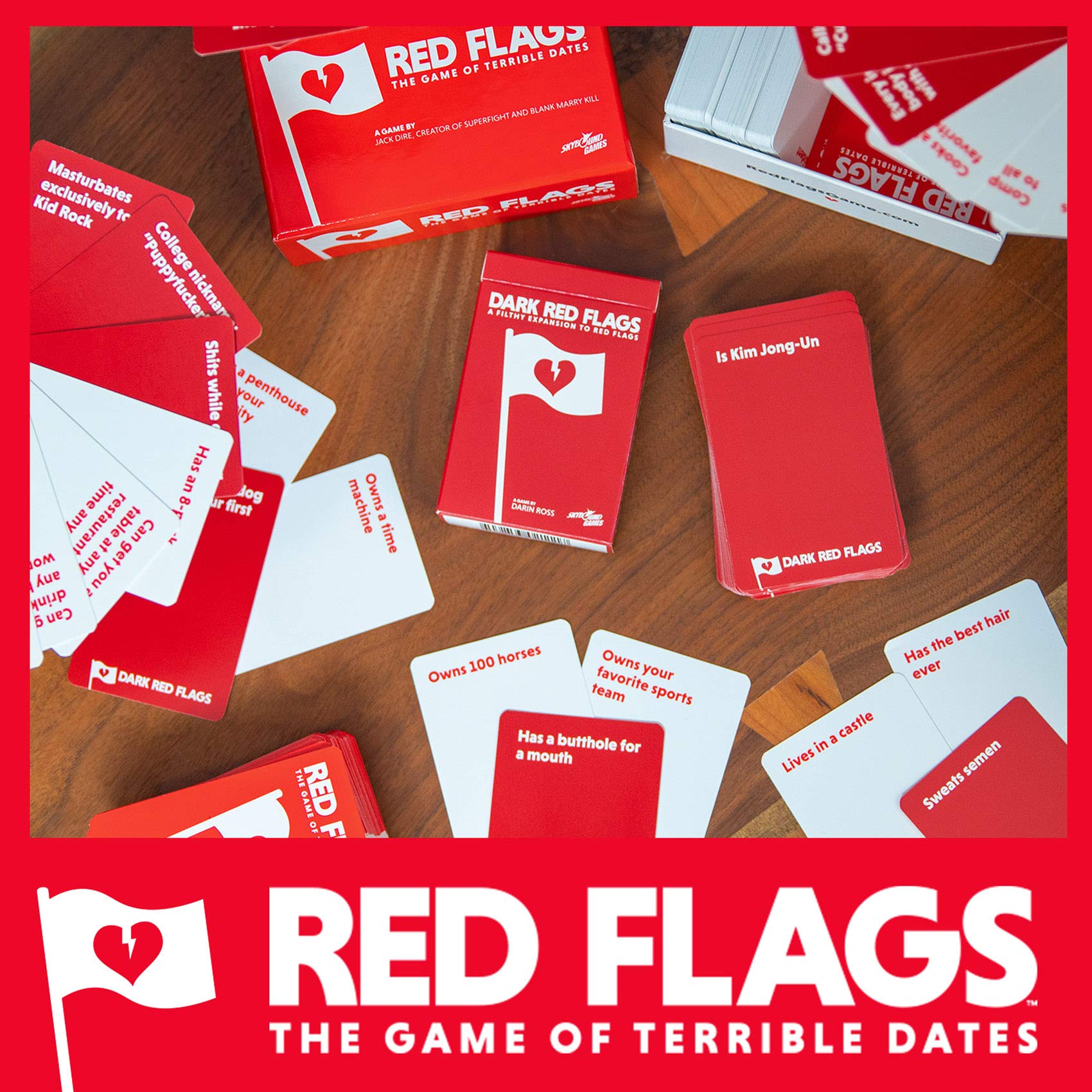 Skybound Entertainment Dark Red Flags : Expansion Deck for Card Game of Terrible Dates| Adult Party Game, 75 New Cards, 3-10 Players, Ages 17+