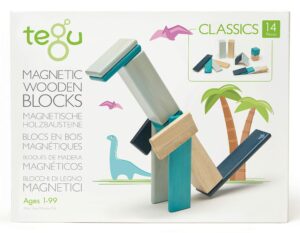 14 piece tegu magnetic wooden block set, blues