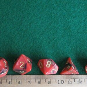 Dragon Fire (Red / Black) RPG D&D Dice Set: 7 + 3d6 = 10 polyhedral die plus bag!