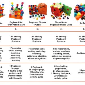 Skoolzy Foam Peg Board - Pegboard for Toddlers - Stacking Peg Board - Peg Boards for Kids - Montessori Fine Motor Toy for Toddlers and Preschoolers