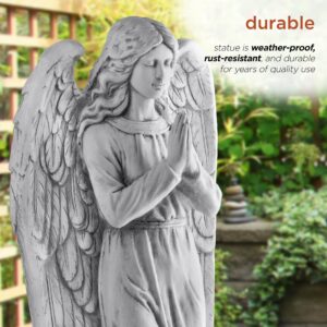 Alpine Corporation 47" Tall Indoor/Outdoor Praying Angel Statue Yard Art Decoration, Light Gray