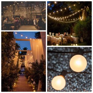 Hometown Evolution, Inc. White Pearl Outdoor Patio Globe String Lights (25 Foot, G50 White Pearl 2" Bulbs +1 Free Spare - Black Wire)