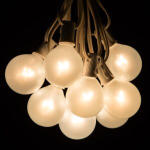 Hometown Evolution, Inc. 25 Foot G50 White Pearl Wedding String Lights with White Wire and G50 2 Inch 7 Watt Globe Bulbs for Parties, Patios, Backyards, Tents and More