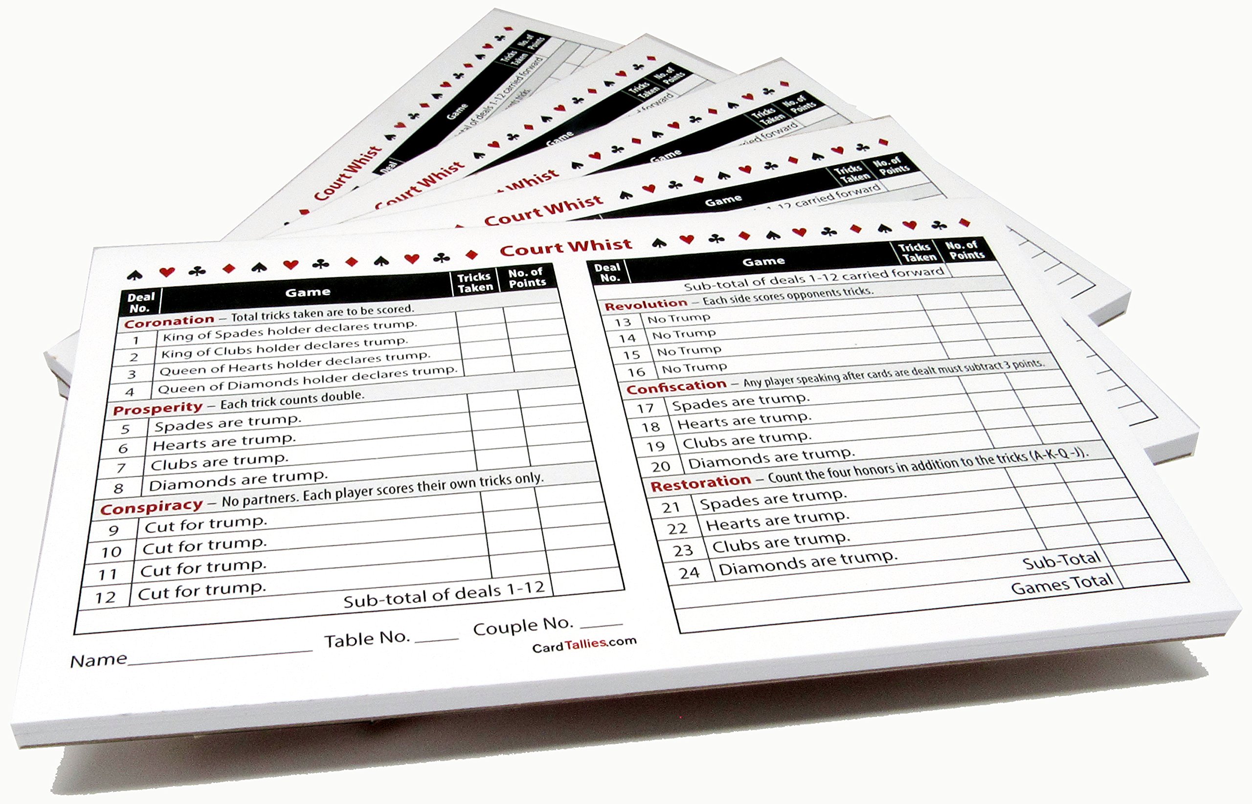 Court Whist Score Pads (5 Pads, 50 Sheets Each) Enjoy The Original! Proudly Made in The USA.