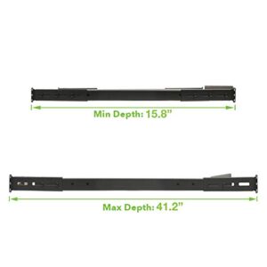 NavePoint Vented 4-Post Shelf, Adjustable, Black, 750 mm Depth, 1U, 242 lbs, Cold Rolled Steel, CE Compliant