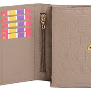 SADDLER Womens Medium Leather Credit Card Coin Purse Wallet with Zip |Gift Boxed - Putty Grey