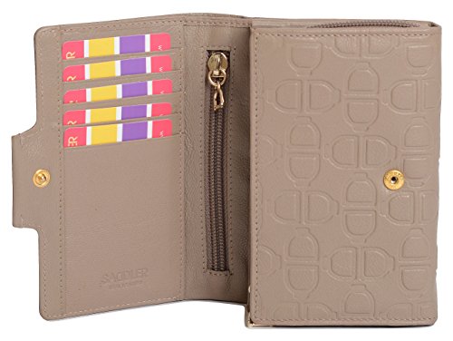 SADDLER Womens Medium Leather Credit Card Coin Purse Wallet with Zip |Gift Boxed - Putty Grey