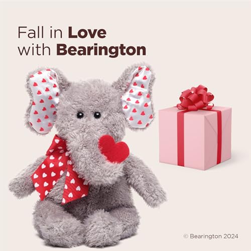 Bearington Hugh Loves You Valentine's Stuffed Animal for Kids, 13 Inch Elephant Stuffed Animal, Ideal as a Valentine's Day Gift