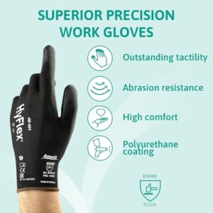 Ansell 48-101-9 Sensilite Gloves, Size 9, Black (Pack of 12)