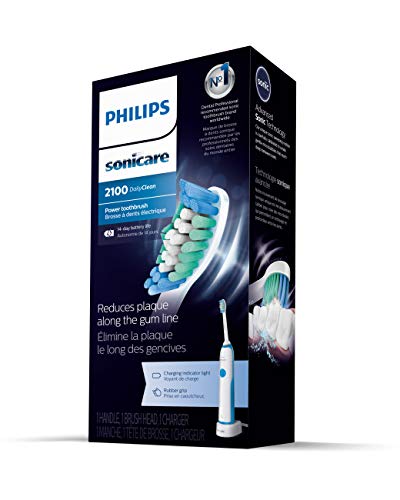 Philips Sonicare DailyClean 2100 rechargeable Electric Toothbrush (HX321117), Mid Blue, 1 Count