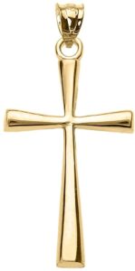 religious jewelry 10k yellow gold simple classic flared cross pendant