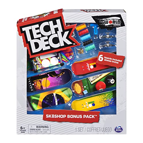 TECH DECK, Sk8shop Fingerboard Bonus Pack, Collectible and Customizable Mini Skateboards (Styles May Vary)