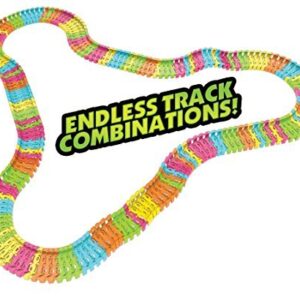 Mindscope Twister Tracks Trax 360 Loop 13' (feet) of Neon Glow in The Dark Track with One LED Light-Up Race Series Car