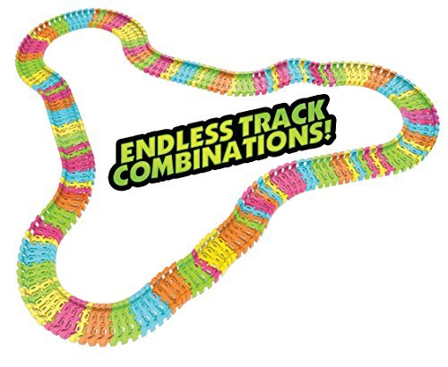 Mindscope Twister Tracks Trax 360 Loop 13' (feet) of Neon Glow in The Dark Track with One LED Light-Up Race Series Car