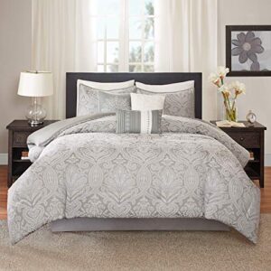 madison park averly 7 piece comforter set, grey, king (104 in x 92