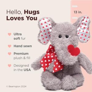 Bearington Hugh Loves You Valentine's Stuffed Animal for Kids, 13 Inch Elephant Stuffed Animal, Ideal as a Valentine's Day Gift