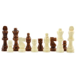 attatoy complete wooden chess pieces (32 pieces), wooden replacement chess figures with kings, queens, castles, knights & pawns