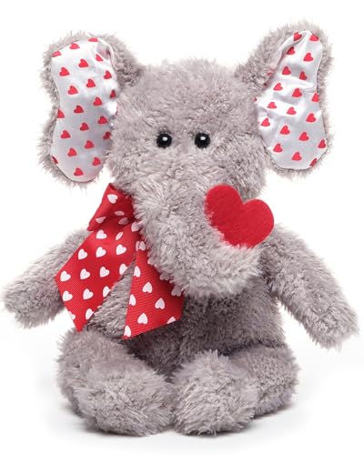 Bearington Hugh Loves You Valentine's Stuffed Animal for Kids, 13 Inch Elephant Stuffed Animal, Ideal as a Valentine's Day Gift