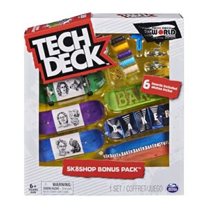 tech deck, sk8shop fingerboard bonus pack, collectible and customizable mini skateboards (styles may vary)