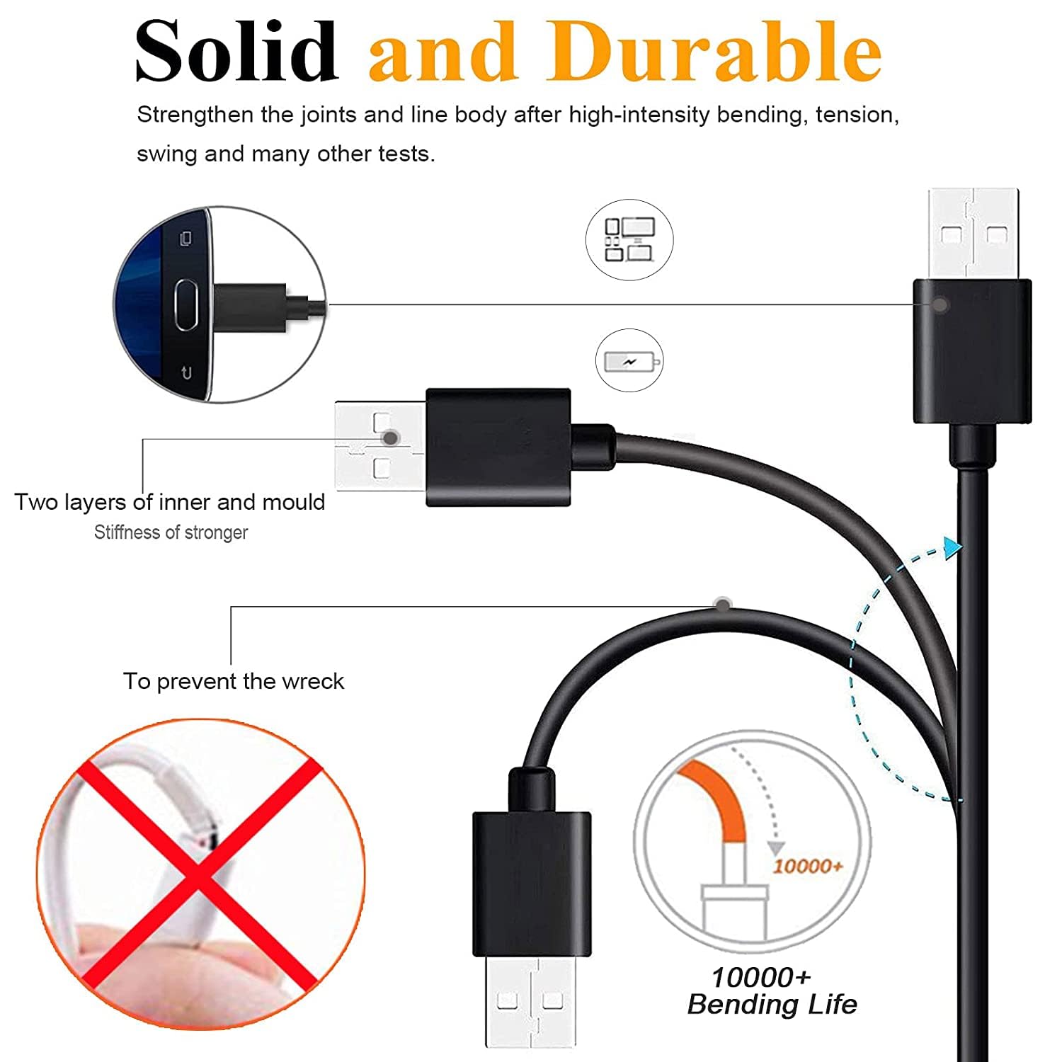 Master Cables 2 x Replacement PS4 Controller Cable - Nickel Plated Extra Long 6.5 Foot USB Charger Pack of 2