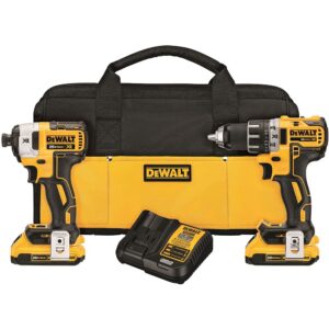 dewalt 20v max cordless drill and impact driver, power tool combo kit with 2 batteries and charger, brushless (dck283d2)