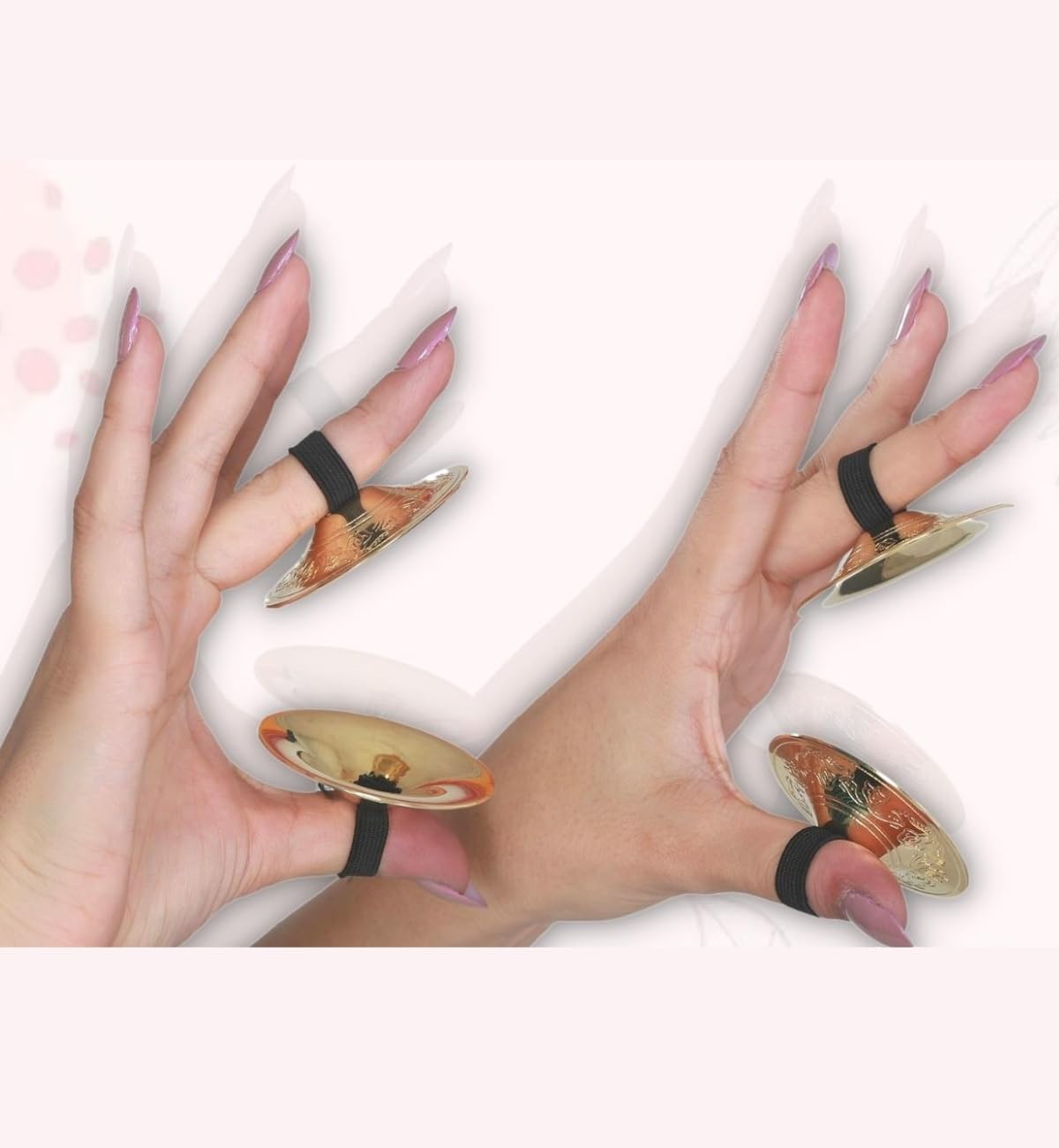 Belly Dancing Finger Zills Finger Cymbals 2 Pairs / 4 Pcs Golden