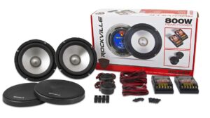 rockville rvl6kit 6.5" component car speakers, 800w peak/200w rms, 4 ohm, aluminum cone, 1" silk dome tweeters, perfect for high-fidelity car audio