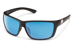 suncloud councilman polarized sunglasses, one size, matte black/polarized blue mirror