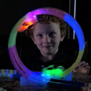 Mindscope Twister Tracks Trax 360 Loop 13' (feet) of Neon Glow in The Dark Track with One LED Light-Up Race Series Car