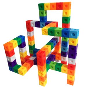 unlimited creation math link cubes，100 pcs counters for kids math -interlocking manipulatives for preschool | educational number blocks toys for kids，promote color sorting & math counting skills