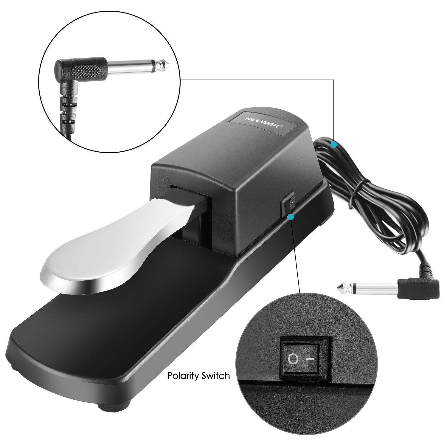 Neewer® Universal Piano-style Sustain Foot Pedal with Polarity Switch Design Compatible with Any Electronic Keyboard with 1/4 Input Jack