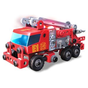 meccano-erector junior - rescue fire truck with lights and sounds model building kit