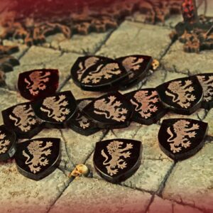 LITKO Thrones Tokens | Compatible with A Game of Thrones | Stark | Baratheon | Targaryen | Tyrell | Greyjoy | Night's Watch | Martell | (Translucent Red-Lannister)