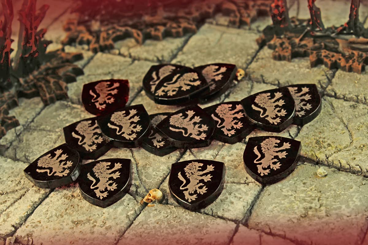 LITKO Thrones Tokens | Compatible with A Game of Thrones | Stark | Baratheon | Targaryen | Tyrell | Greyjoy | Night's Watch | Martell | (Translucent Red-Lannister)