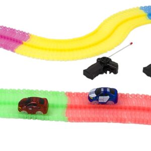 Mindscope Twister Tracks Radio Control Dual Lane Police Chase Glow in The Dark Track Set with 2 Cars and 2 Radio Controls RC