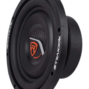 Rockville W8T4-S4 8" Shallow Mount 1000w Peak Car Subwoofer 4-Ohm Sub 250w RMS CEA Rated